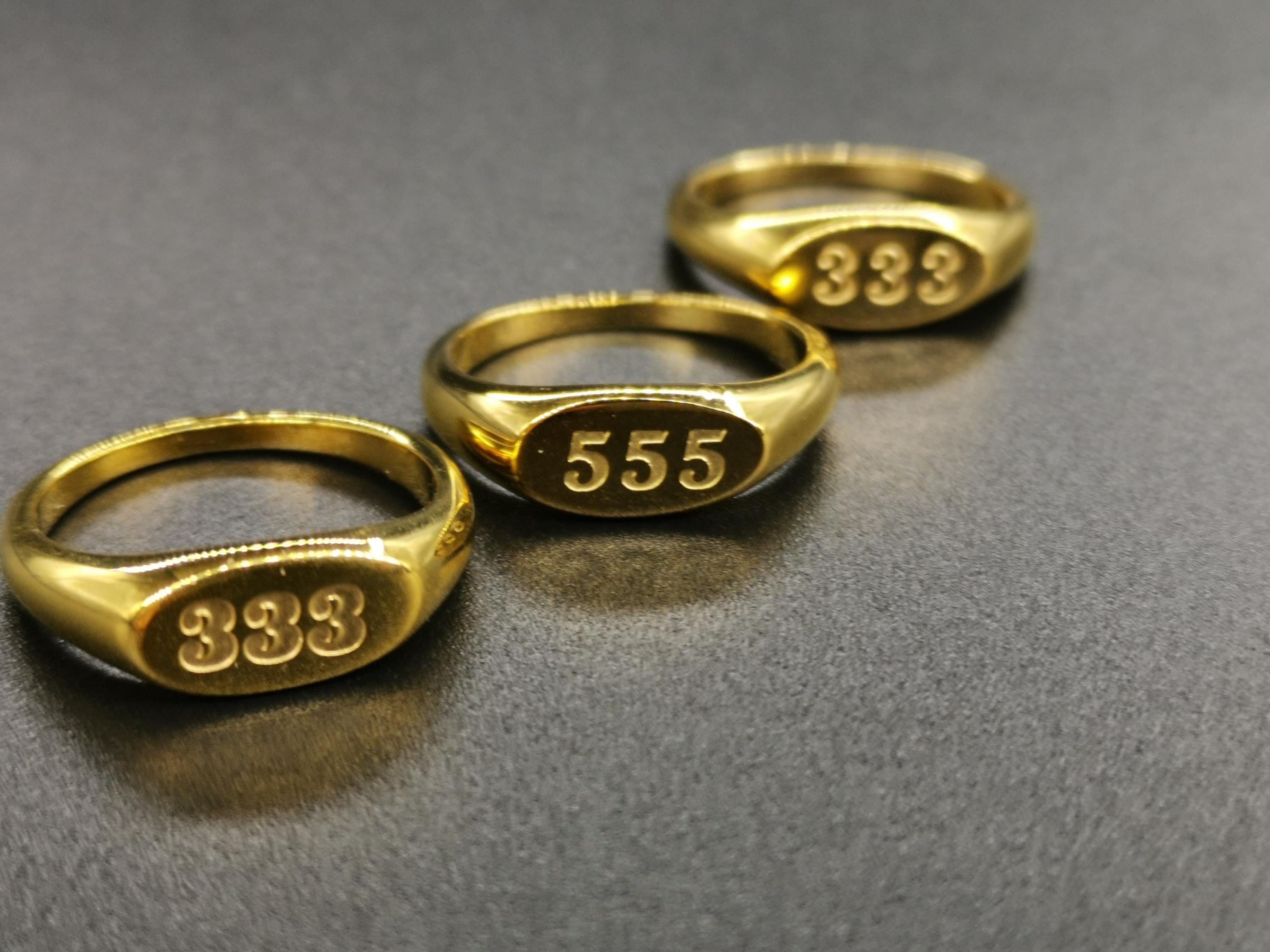 18K Gold Angel Number Ring, Lucky Number Ring, Vintage Aesthetic ...