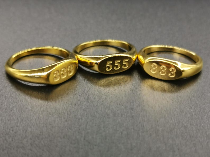 18K Gold Angel Number Ring, Lucky Number Ring, Vintage Aesthetic ...
