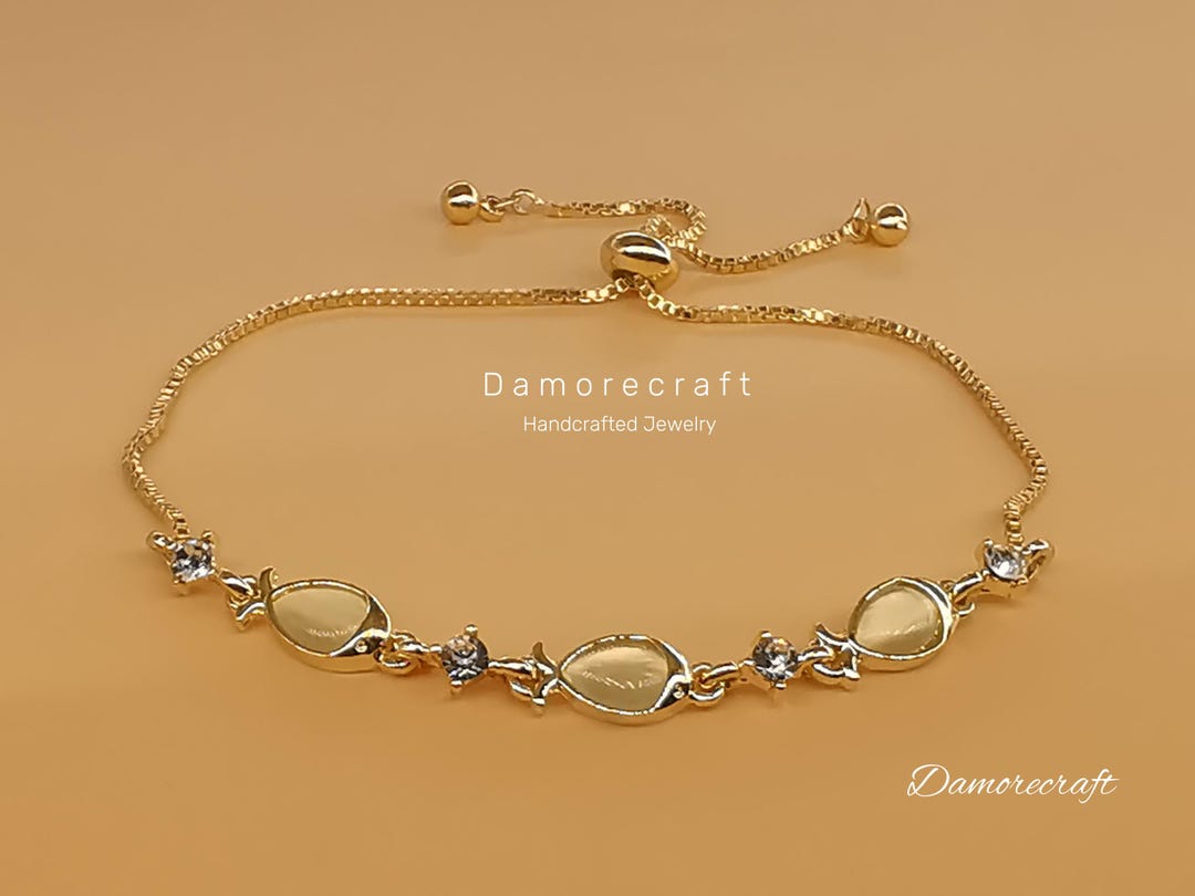 Citrine Goldfish Beaded Chain- Flaunting Yellow Crystal Chain Bracelet ...