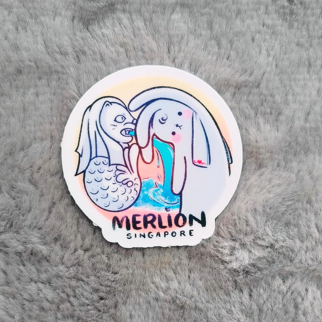 Rabbit and Merlion - VINYL STICKER - Etsy
