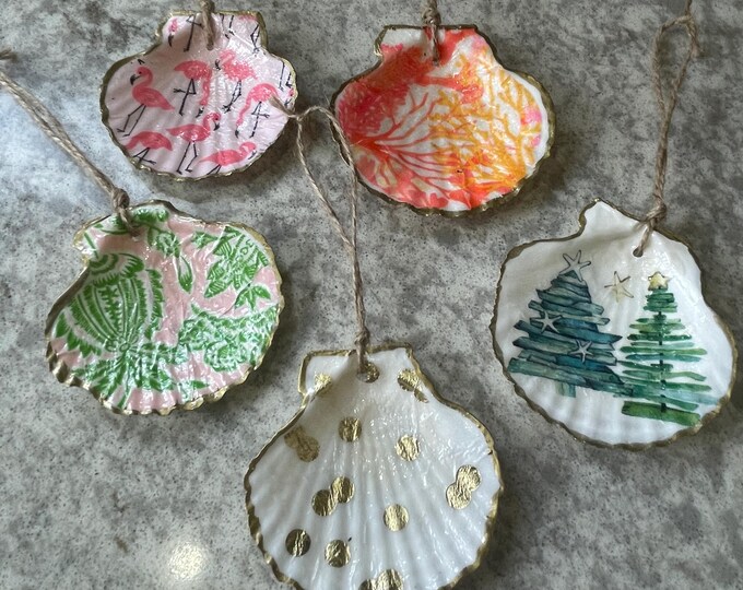 Decoupaged Shell Christmas Ornaments - Etsy