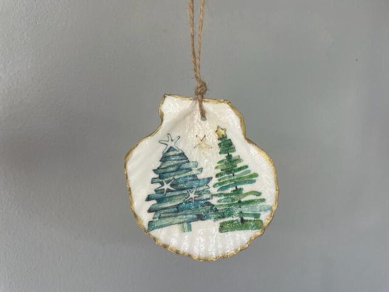 Decoupaged Shell Christmas Ornaments - Etsy