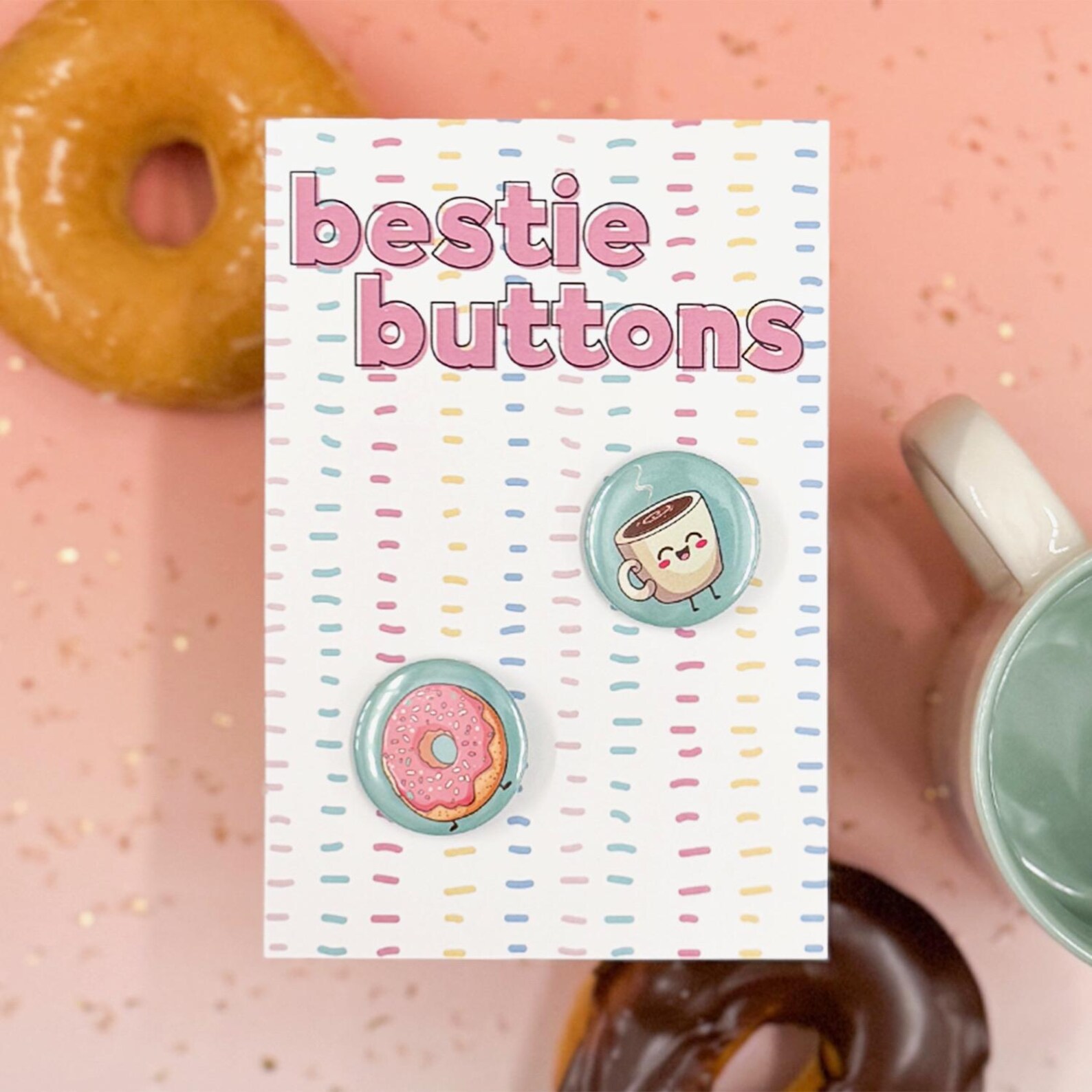 Bestie Buttons, Best Friends, Guac and Chips, Pizza and Wings, Coffee ...