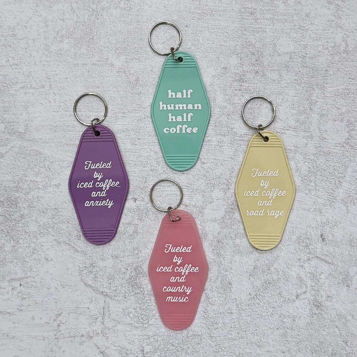 Half Human Half Coffee Motel Keychain, Fueled by Ice Coffee Motel ...