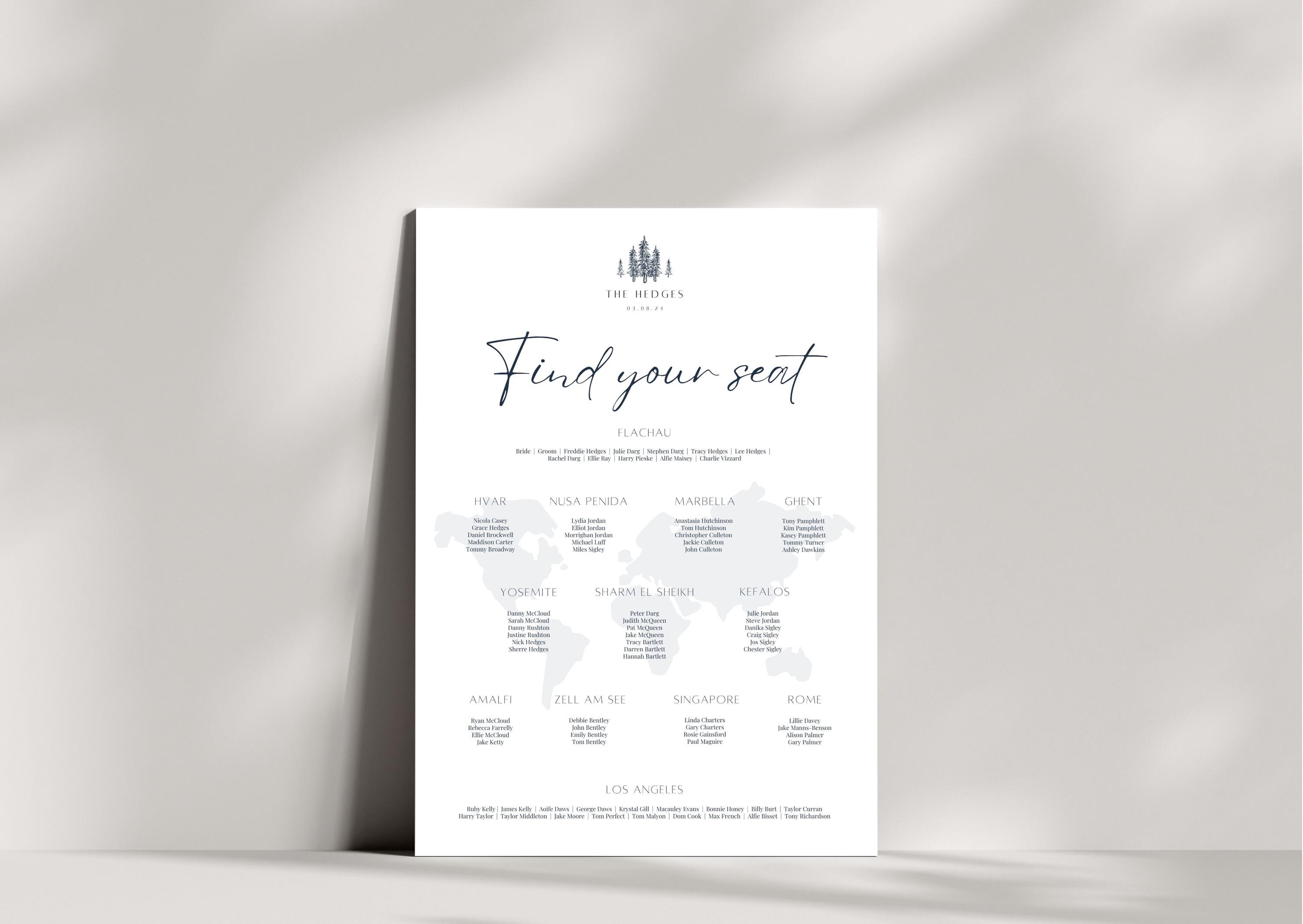 Wedding Table Country Seating Template, Travel Countries Seating Plan ...