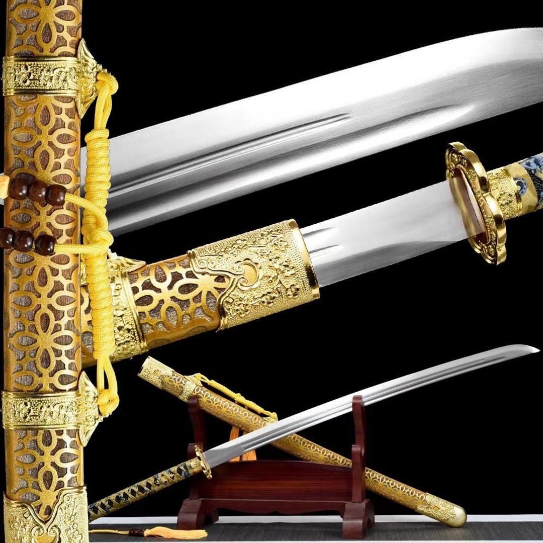 Solid Wood Carved Lacquer Sheath Samurai Sword,kirsite Fittings Sword ...