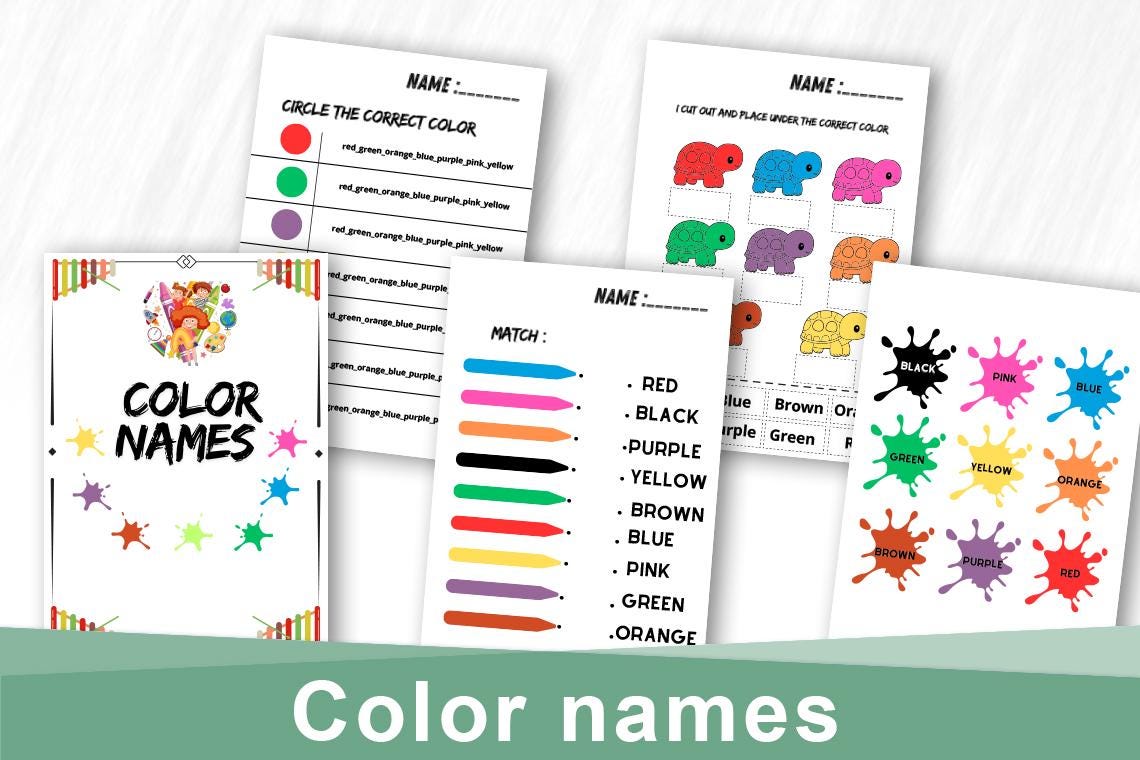 Color Names for Kids, Basic Colors, Printable Coloring Sheets, Learning ...