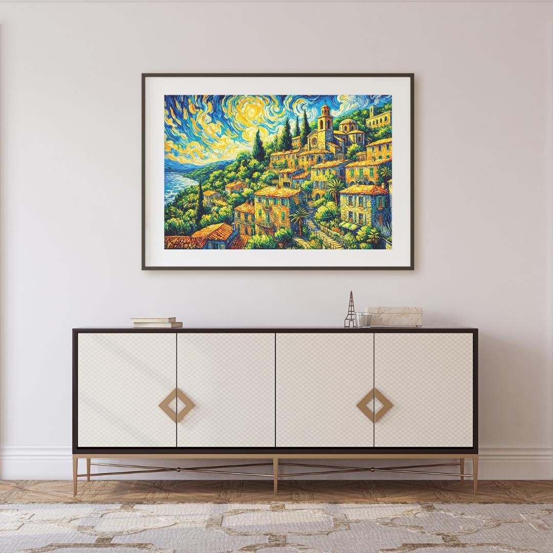 Eze, Hilltop Village on the Cote D'azur, South of France Painting ...