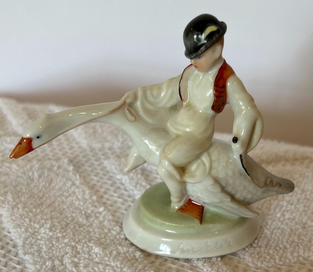 Rare 1940s Vintage HEREND Miniature Porcelain Figurine Mischievous BOY ...