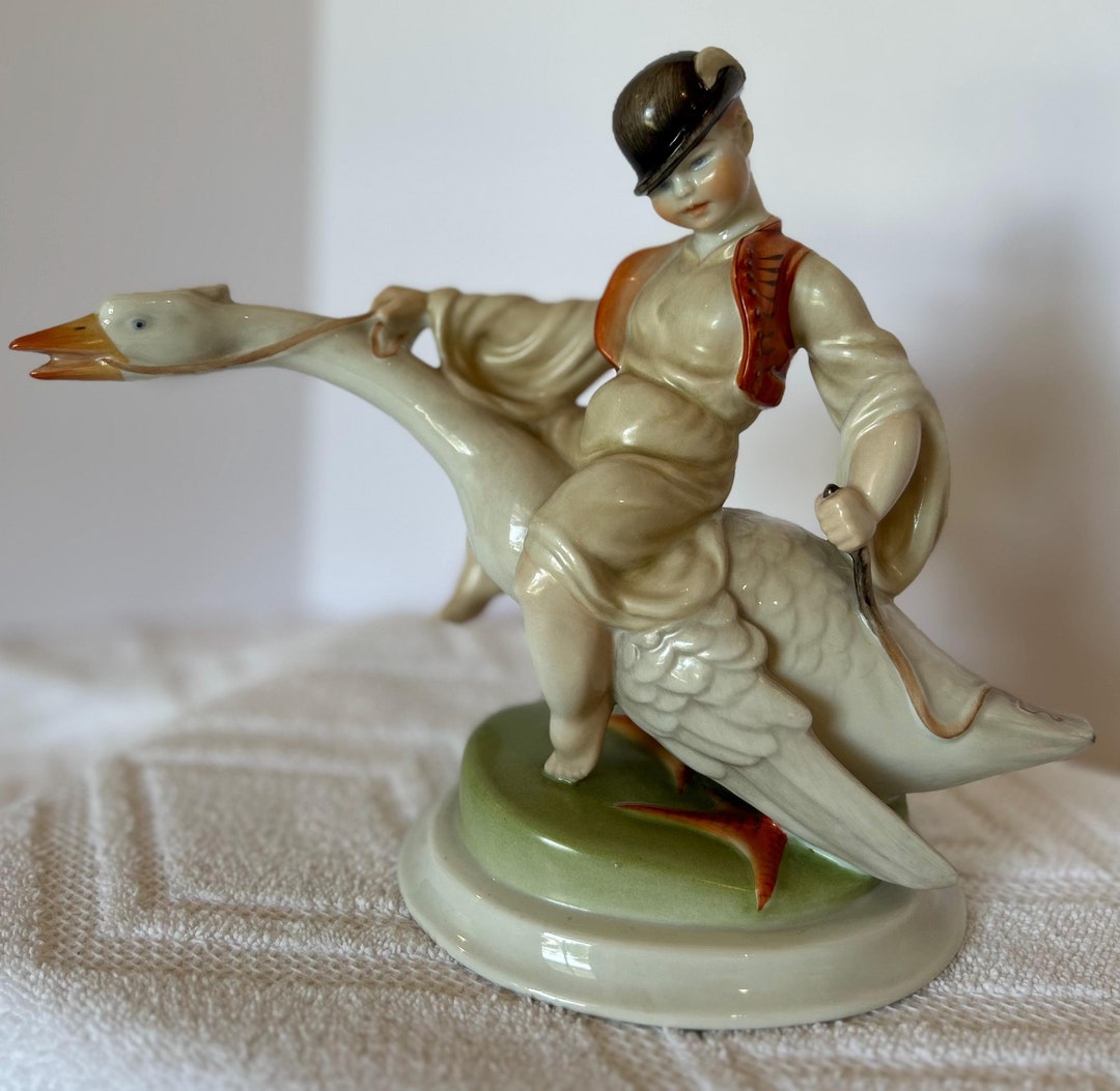 Rare 1940s Vintage HEREND Large Porcelain Handpainted Figurine BOY ...