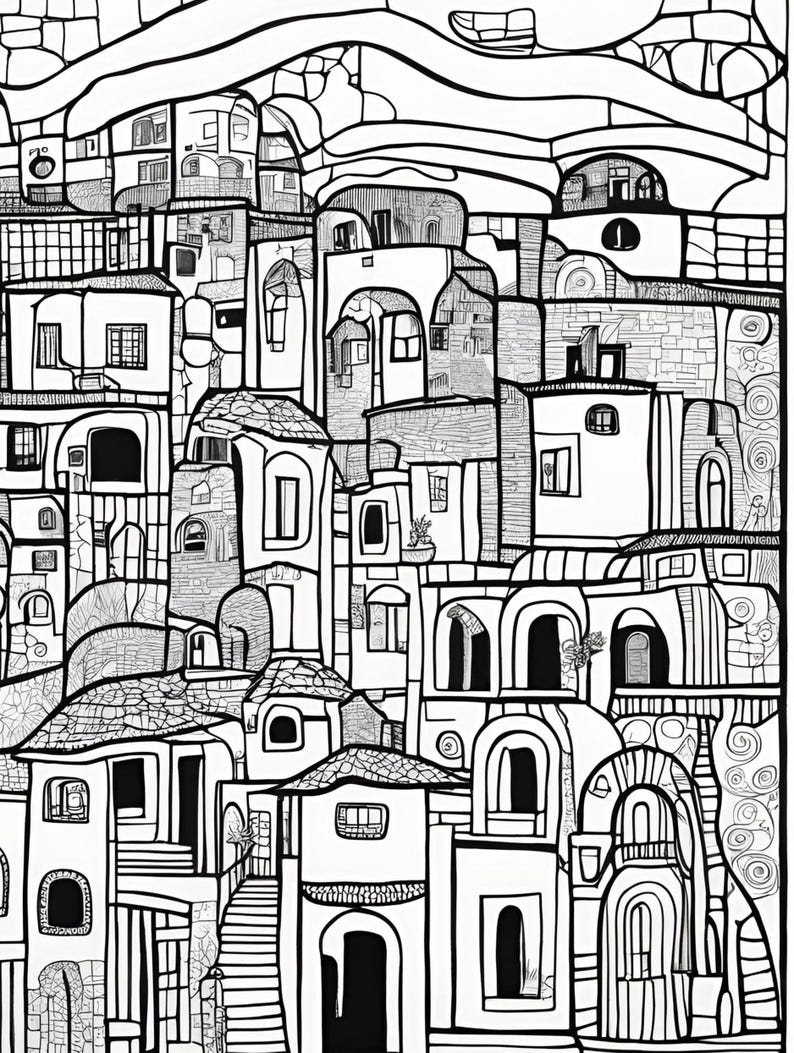 Hundertwasser Coloring Book, Adult Art Therapy, Mindful Escape ...