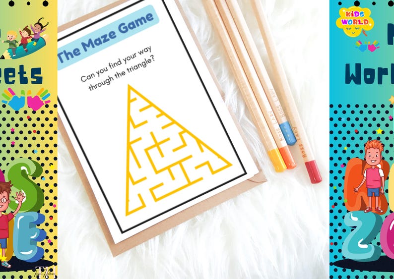 Maze Worksheet for Kids, Printable Maze Puzzle, Activity Sheet, Brain ...