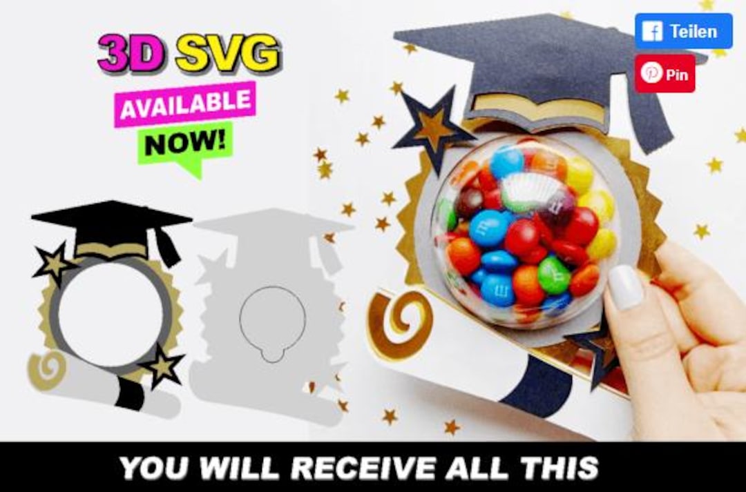 Graduation Candy Holder SVG, Cutting Machines Candy Dispenser, Digital ...
