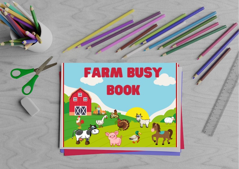 Farm Busy Book, Printable Worksheet, Preschool Activity, Educational ...
