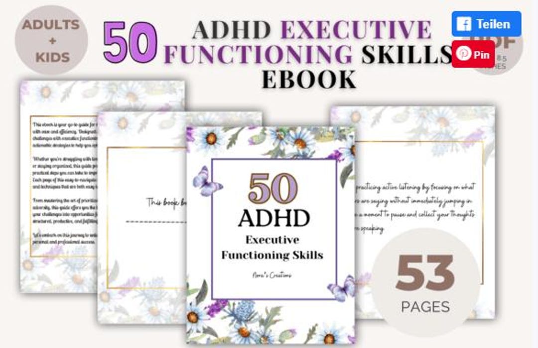 50 ADHD Executive Functioning Skills Ebook, Digital Guide, ADHD ...