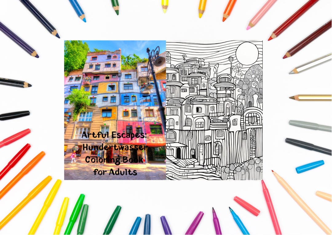 Hundertwasser Coloring Book, Adult Art Therapy, Mindful Escape ...