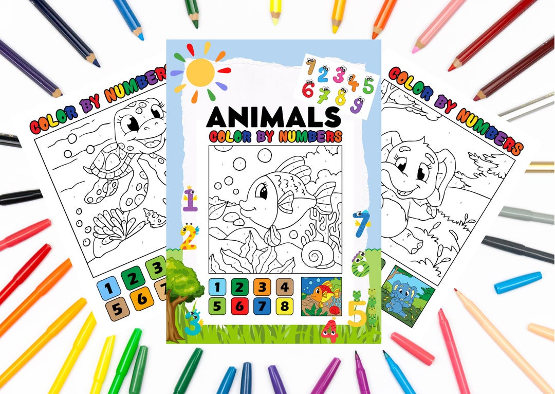 Color by Numbers, Animal Pages Coloring Book, Art Activity, Relaxation ...