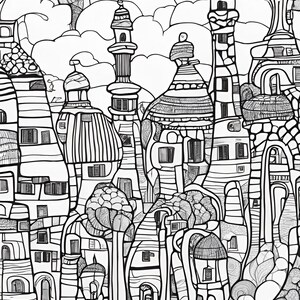 Hundertwasser Coloring Book, Adult Art Therapy, Mindful Escape ...