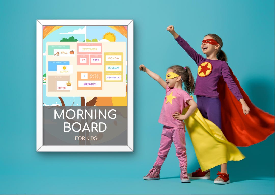 Morning Board Printable for Kids, Explore Days of the Week, Weather ...