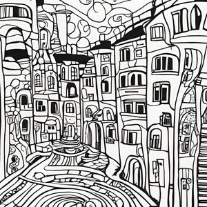 Hundertwasser Coloring Book, Adult Art Therapy, Mindful Escape ...