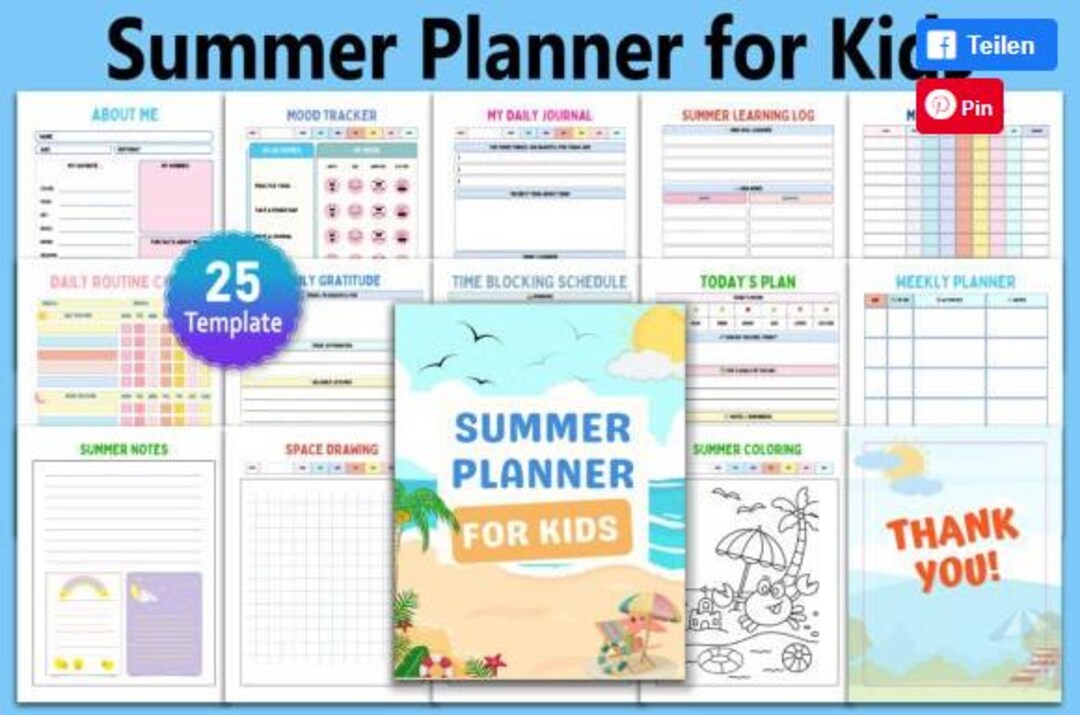 Summer Planner for Kids, Printable Planner, Instant Download, Editable ...