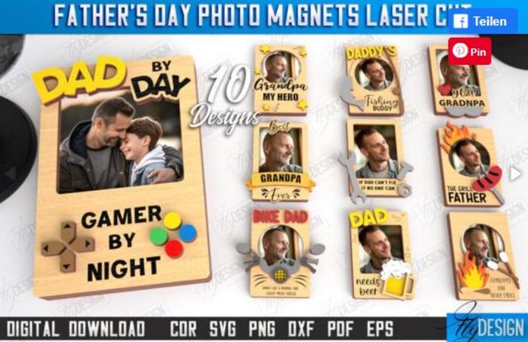 Father's Day Photo Magnet Bundle, Personalized Photo Magnets, CNC Photo ...