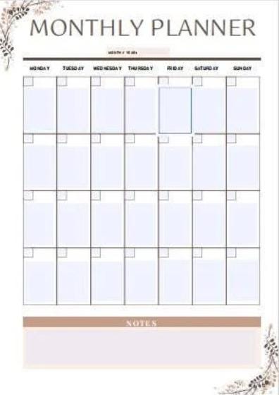 Digital Monthly Planner Template PDF, Editable Planner Printable, Black ...