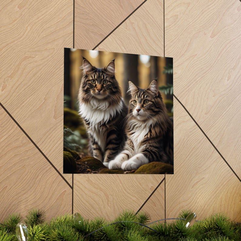 Norwegian Forest Cat Poster, Matte Cat Art Print, Vertical Wall Decor ...