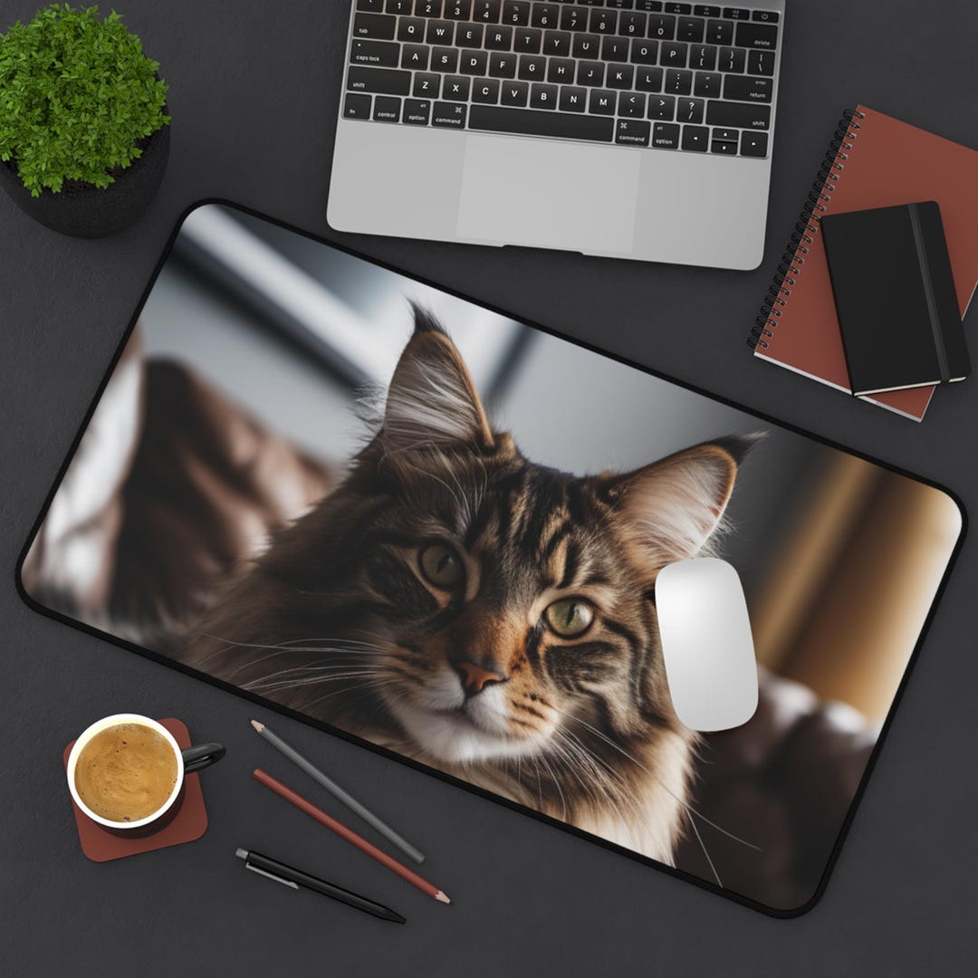 Norwegian Forest Cat Desk Pad, Cat Lover Gift, Non-slip Mouse Pad, Cute ...