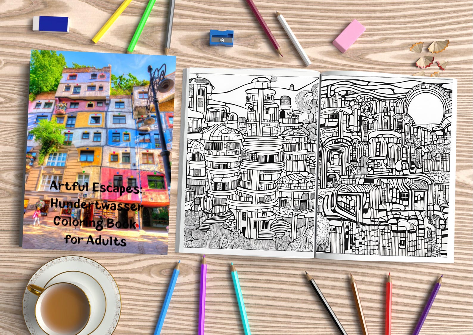 Hundertwasser Coloring Book, Adult Art Therapy, Mindful Escape ...
