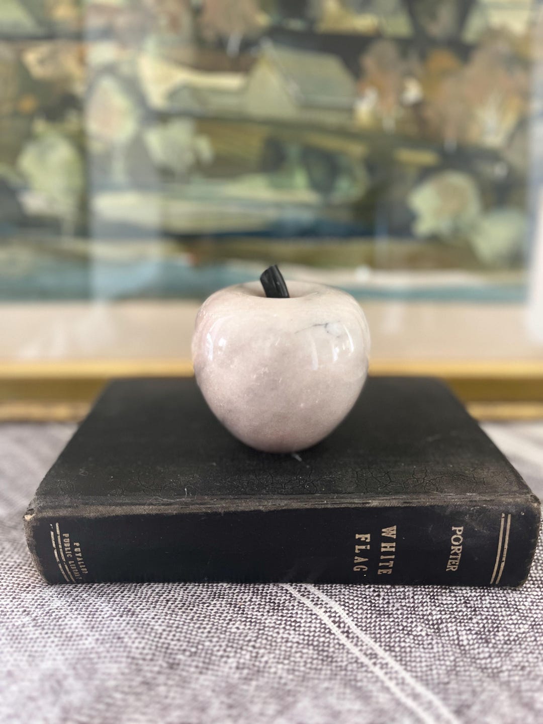 Mid Century Natural Stone Apple Vintage Carved Paperweight Marble - Etsy