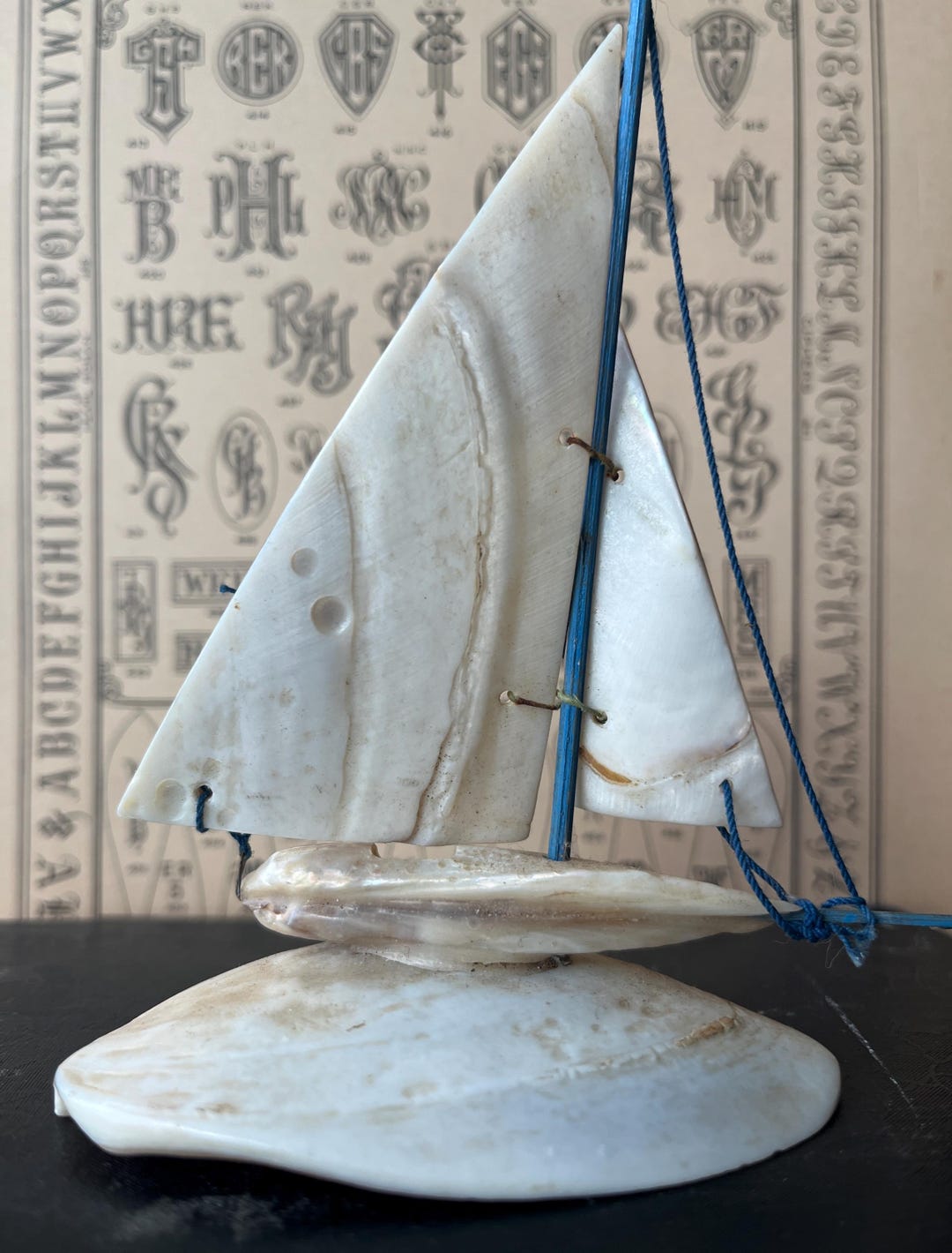 Vintage Shell Sailing Ship Boat Made of Abalone for Beach Decor Great ...
