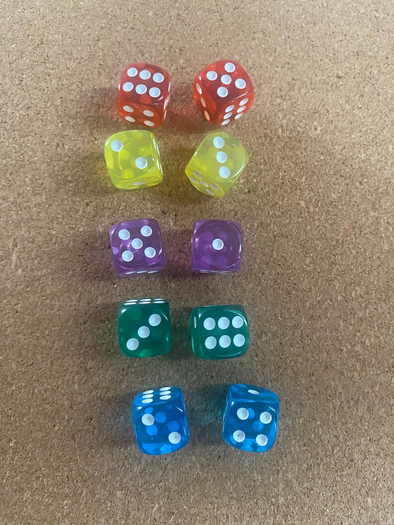 Set of 10 Colored Dice Push Pins, Office Decor, Novelty Thumb Tacks ...