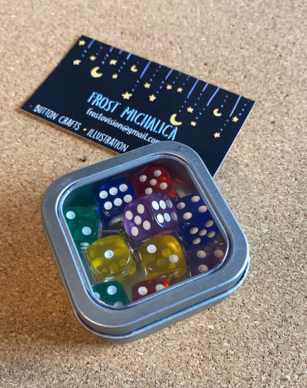 Set of 10 Colored Dice Push Pins, Office Decor, Novelty Thumb Tacks ...