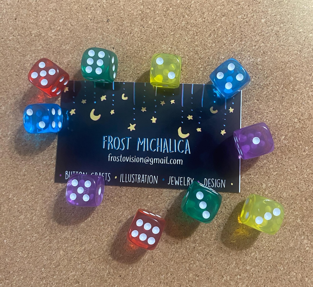 Set of 10 Colored Dice Push Pins, Office Decor, Novelty Thumb Tacks ...
