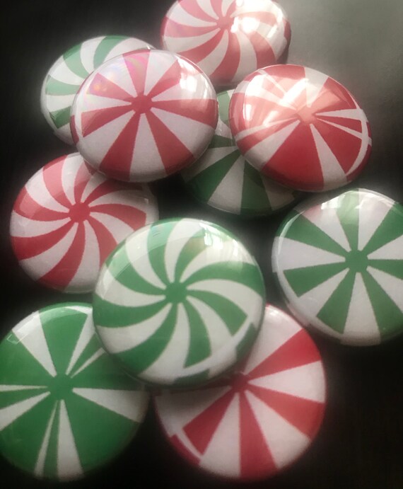 Peppermint and Spearmint 1 Inch Buttons or Magnets Christmas - Etsy