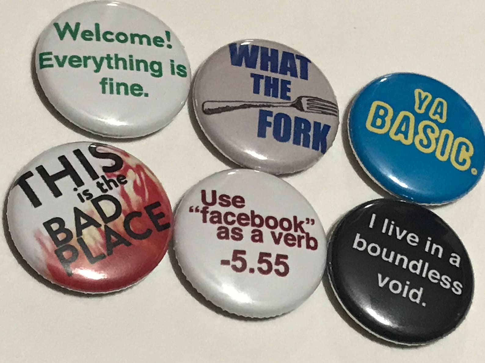 The Good Place Inspired Quote Button or Magnet Set of 6 -- 1, 1.5 or 2. ...