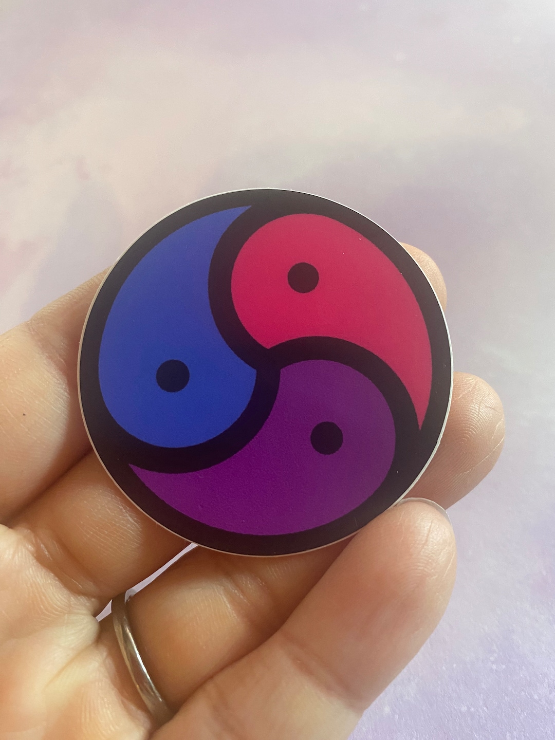 2 Inch Round Sticker Bdsm Triskelion Bisexual Flag Queer Pride Lgbtq