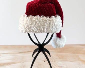 Yule Christmas Holiday Santa Hat Slouchy Wool Luxury Faux-fur Winter ...