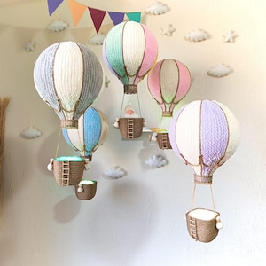 Hot Air Balloon Nursery Decor | Knitted Airballoon | Baby Mobile ...