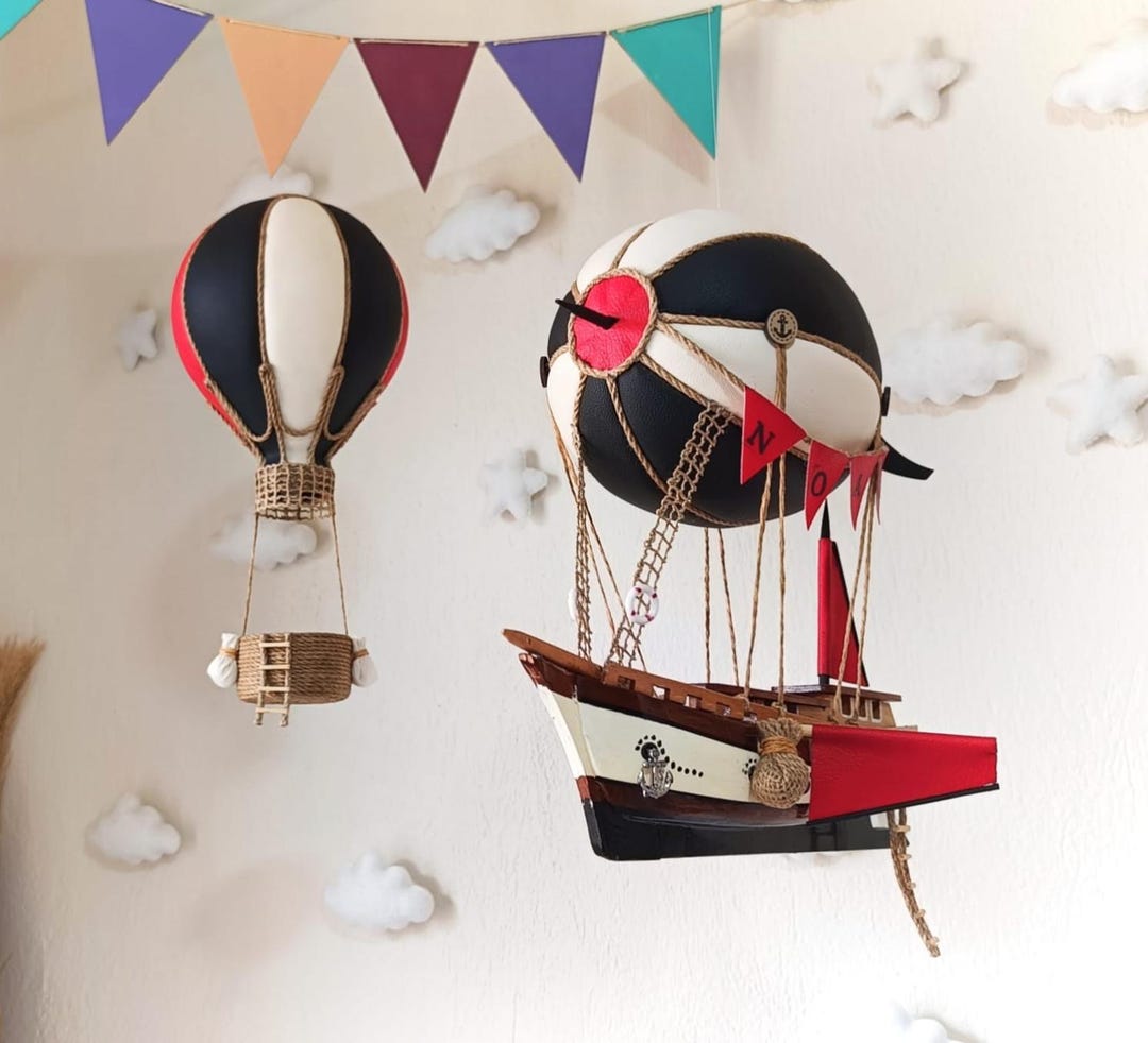 Hot Air Balloon Nursery Decor | Wooden Airship | Custom Name Baby ...
