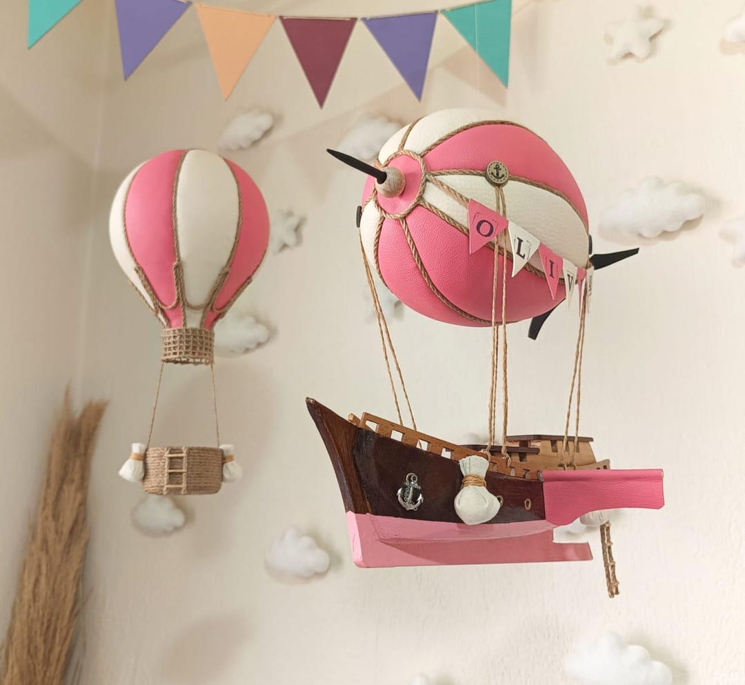 Personalized Baby Mobile | Air Balloon and Airship Nursery Decor ...