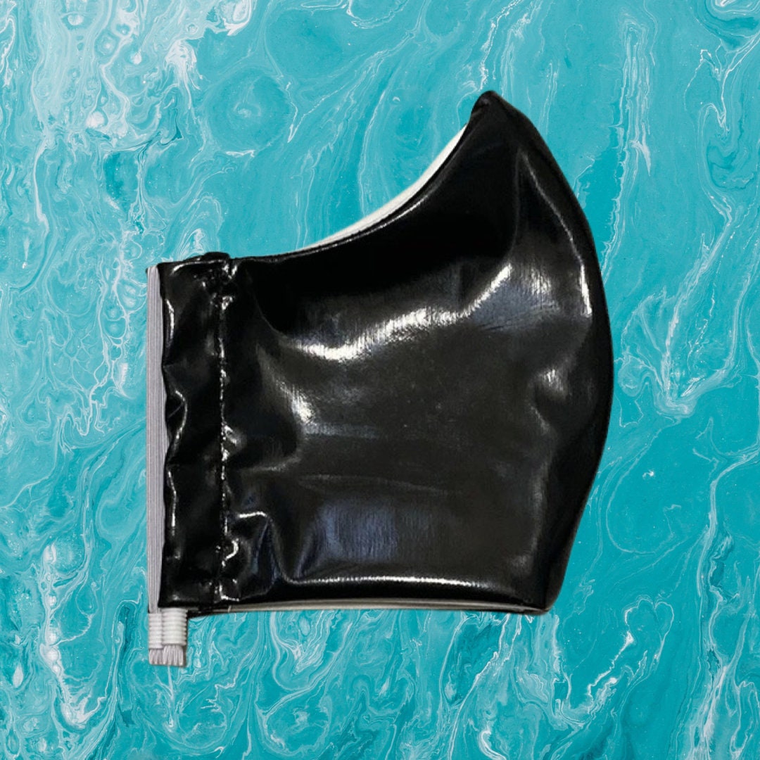Shiny Black Face Mask, Wet Look Face Mask, Black Pvc Face Mask, Latex ...