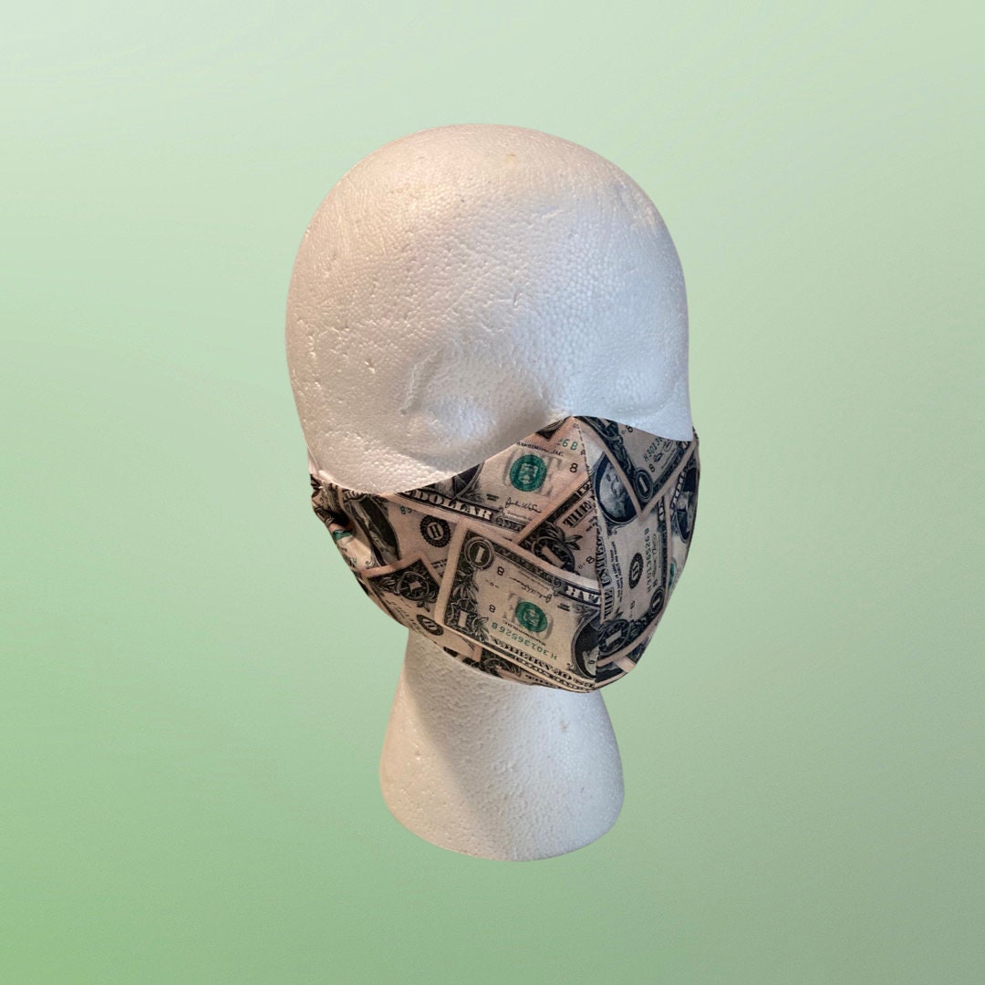 Money Face Mask, Cash Face Mask, Money Print Fabric, Dollar Bill Mask ...