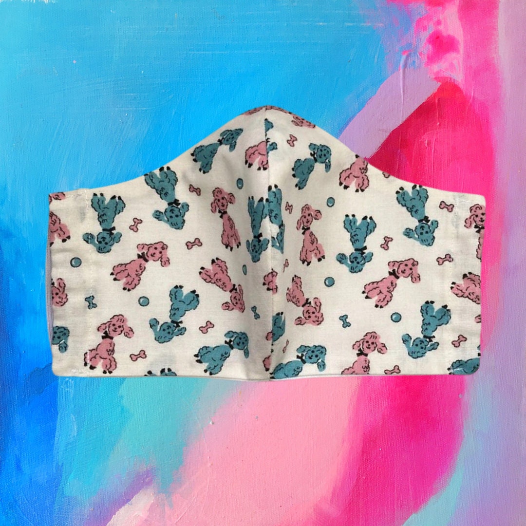 Vintage Fabric Face Mask, Poodle Face Mask, 1950s Fabric, Vintage ...