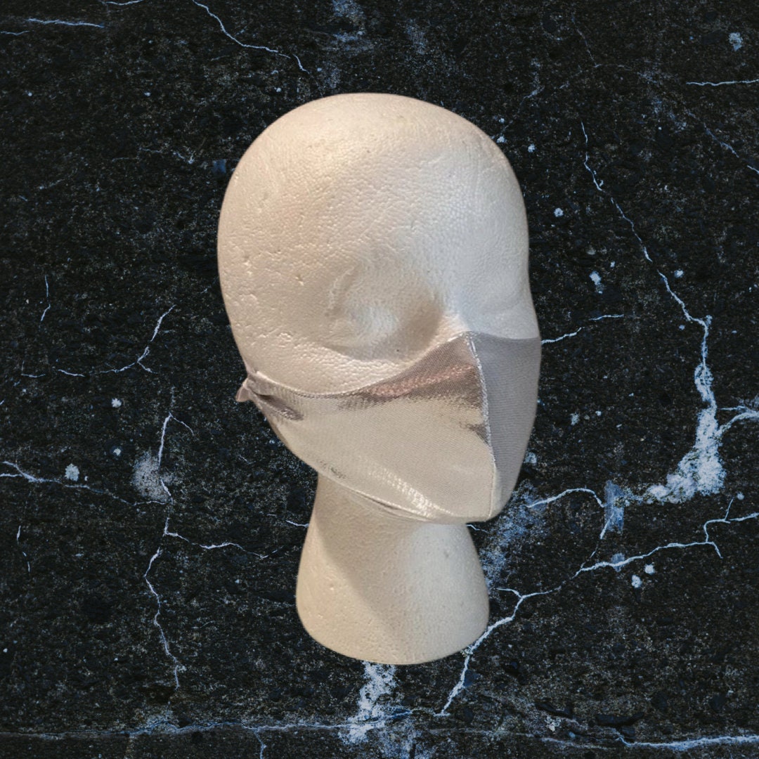 Silver Wet Look Face Mask, Silver Face Mask, Wet Look Face Mask, Shiny ...