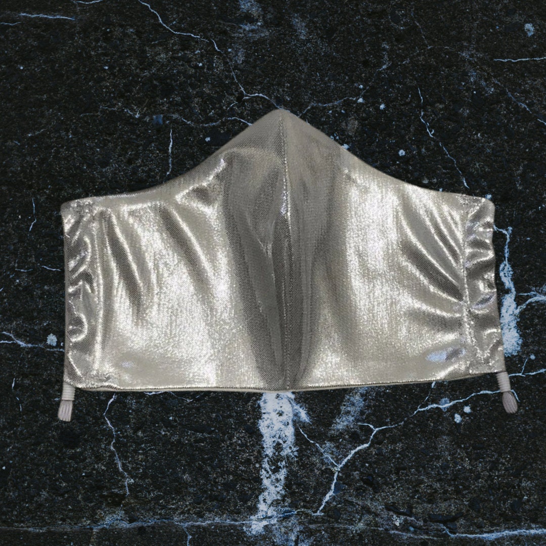 Silver Wet Look Face Mask, Silver Face Mask, Wet Look Face Mask, Shiny ...