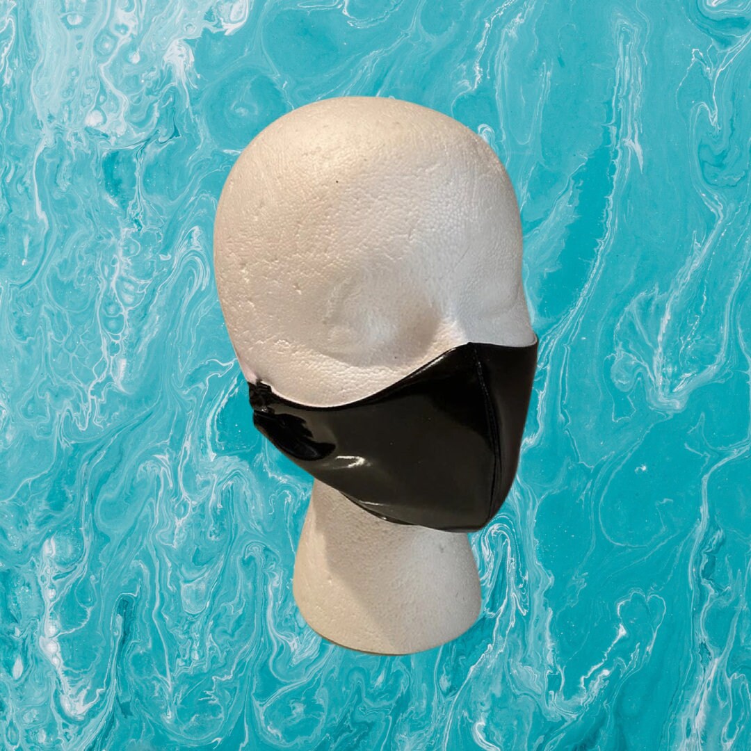 Shiny Black Face Mask, Wet Look Face Mask, Black Pvc Face Mask, Latex ...
