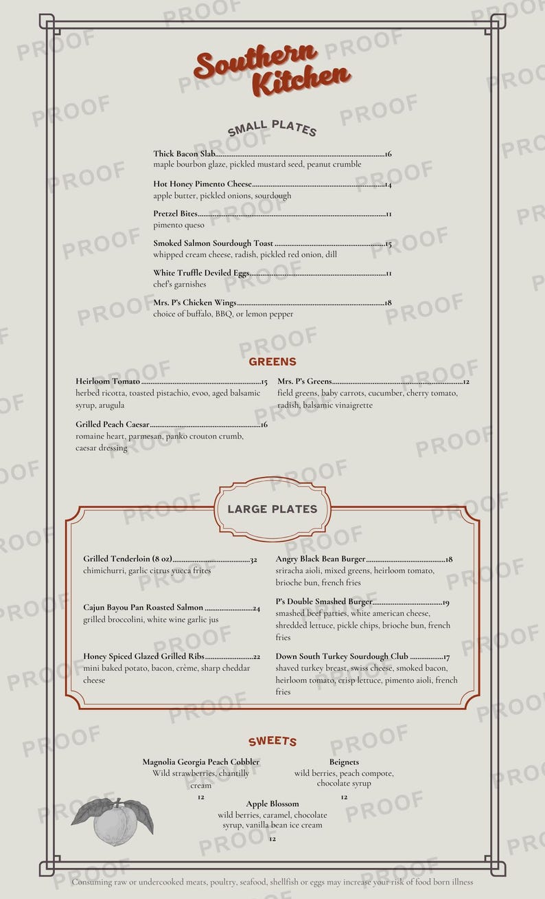 Canva Template - Southern-inspired Dinner and Bar Menu 8.5 X 14 Inches ...