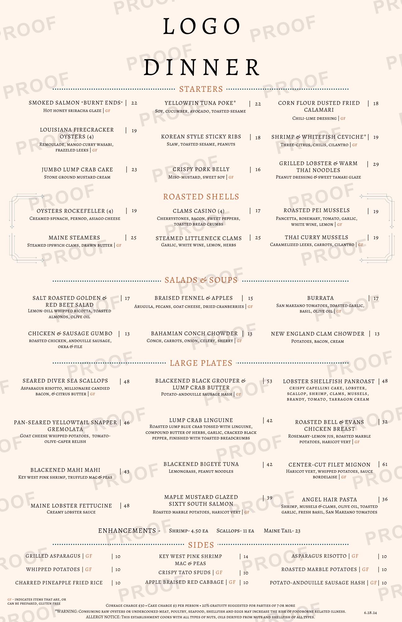 Canva Template for High-end Seafood Restaurant Menu. Lunch, Dinner, and ...